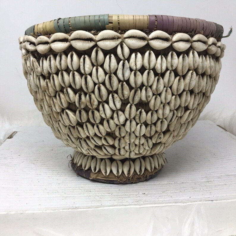 Antique African Yoruba Woven Coil Grass Basket With Cowrie Shells ...