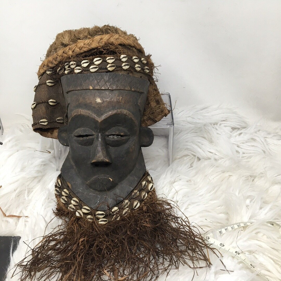 Antique African Kuba Lele Mask With Headress DR Congo 13" African ...