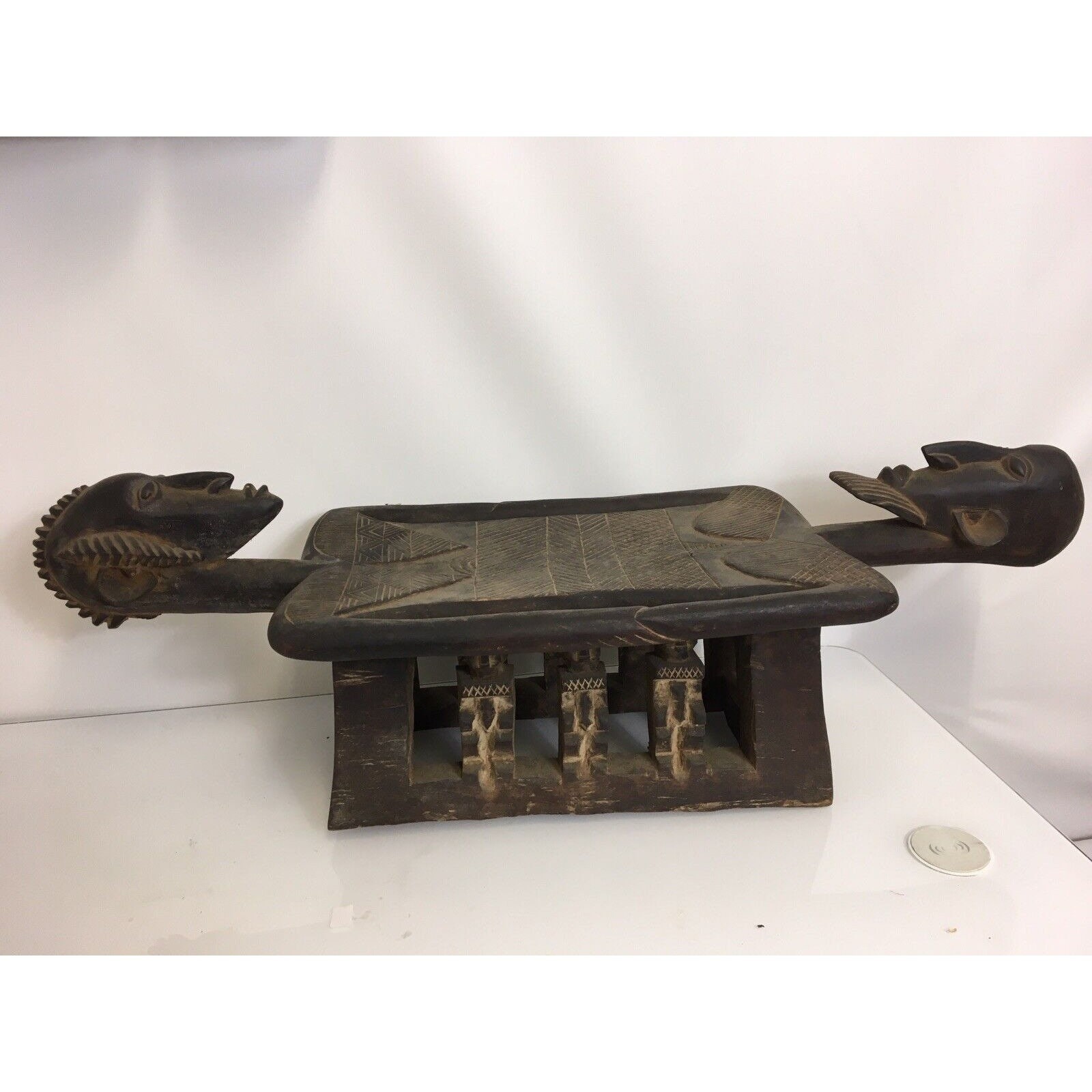 Dogon Mali Carved Wooden Marriage Bench Stool 29”hx9”wx8”d Man Woman ...