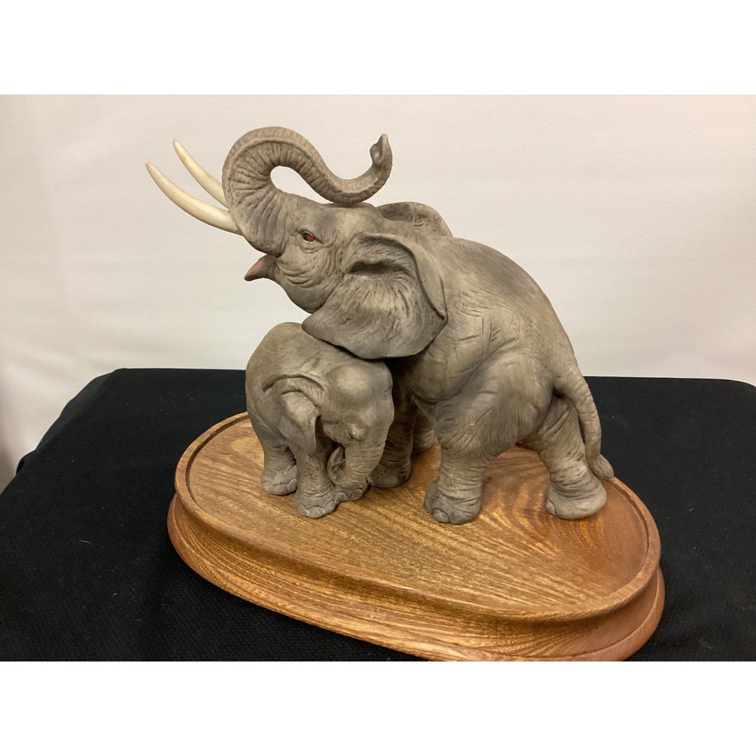Andrea by Sadeck, Elephant With Calf Statue - Etsy