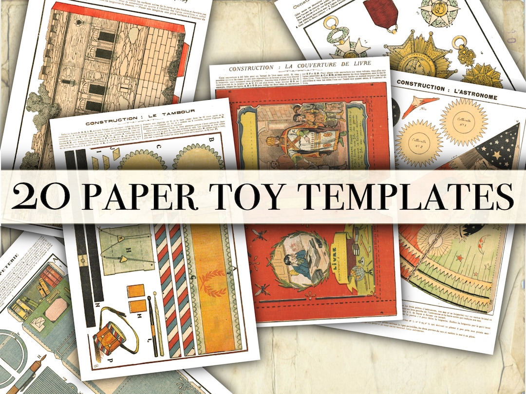 20 Antique Paper Toy Cut Out Template Pintables, Restored Vintage ...