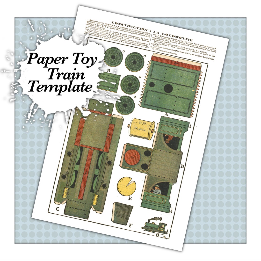 Antique Vintage Paper Toy Construction Digital Download Template, Train ...