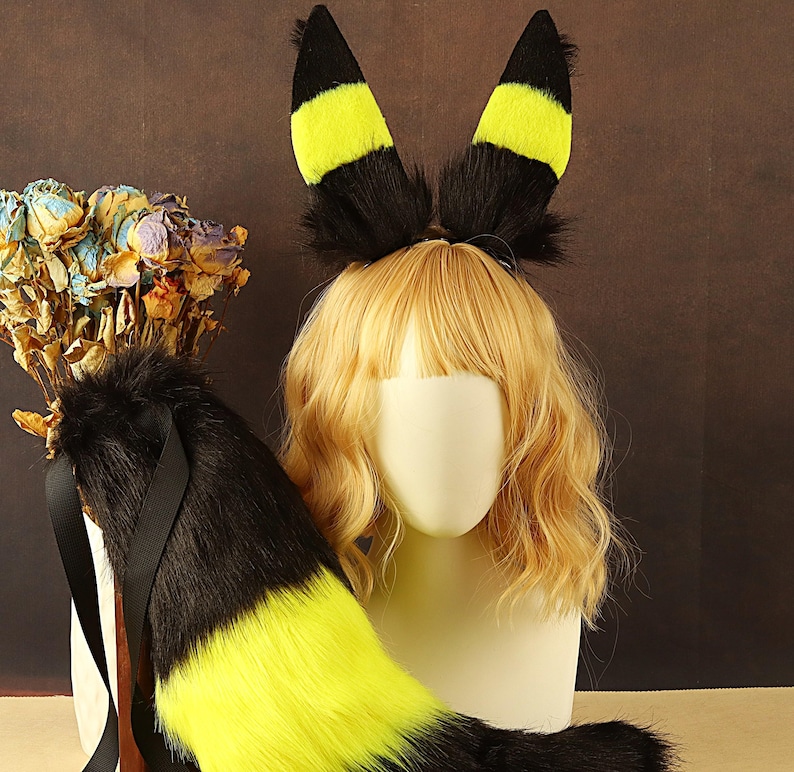 Pokemon Umbreon Furry Ears&tail Christmas Fursuit Cartoon Cosplay Pet ...