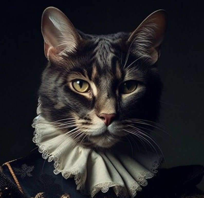 Gothic Cat Art Print | Dark Academia | Renaissance Animal Painting ...