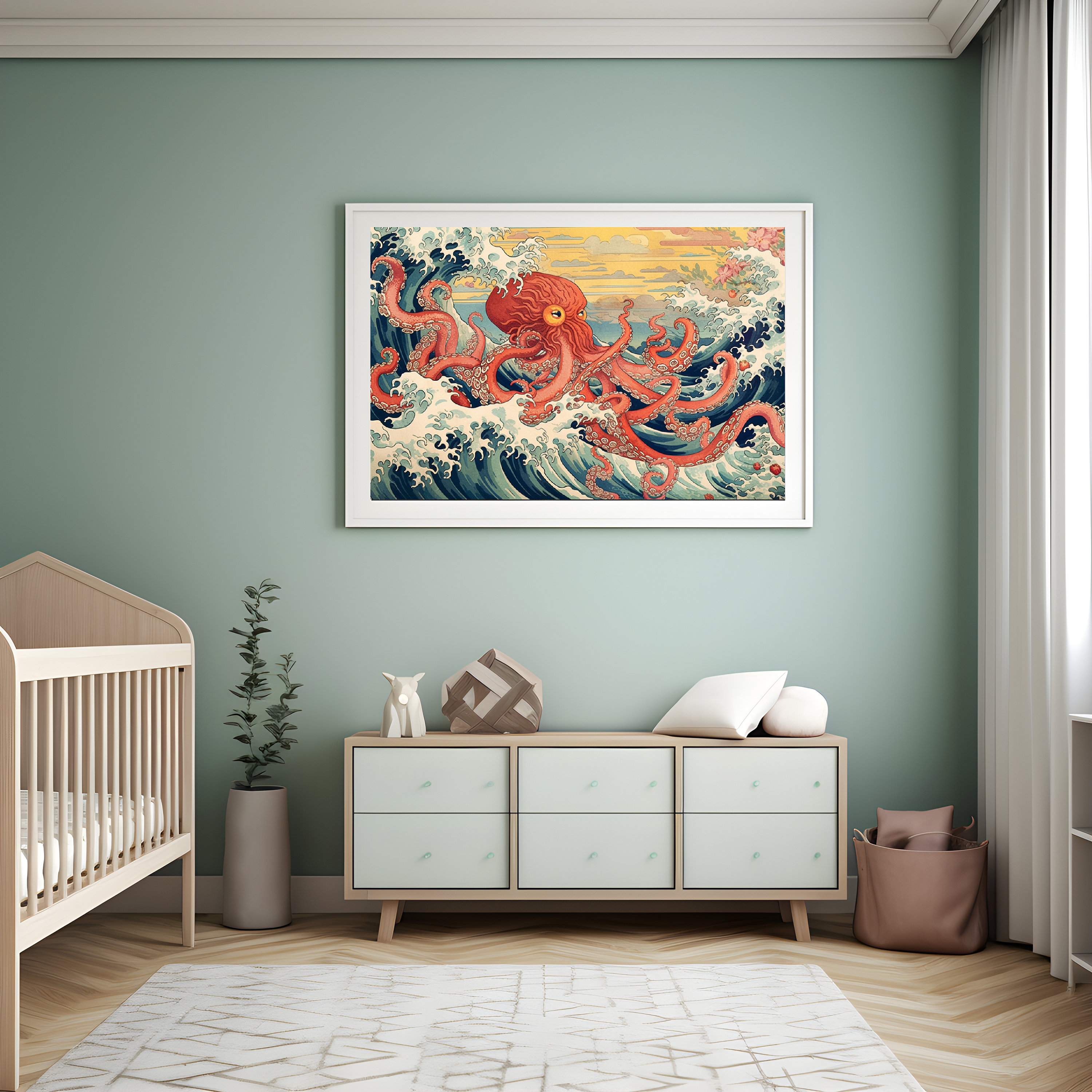 Octopus Print Nautical Home Decor Octopus Wall Art Octopus Poster ...