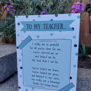 End of Year 'thank You' Card for a Teacher - Etsy UK