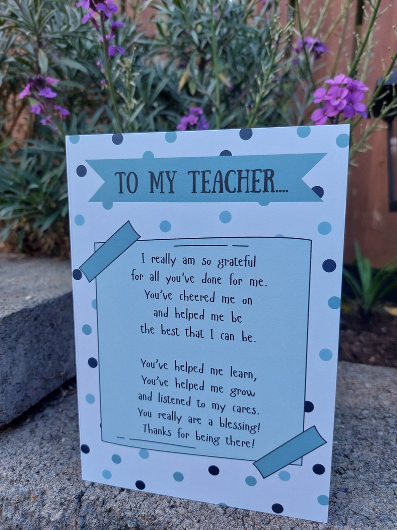 End of Year 'thank You' Card for a Teacher - Etsy UK