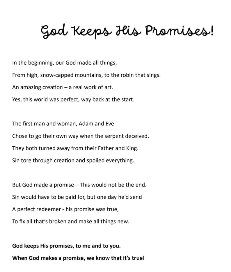 Rhyming Script - God Keeps His Promises! - Etsy