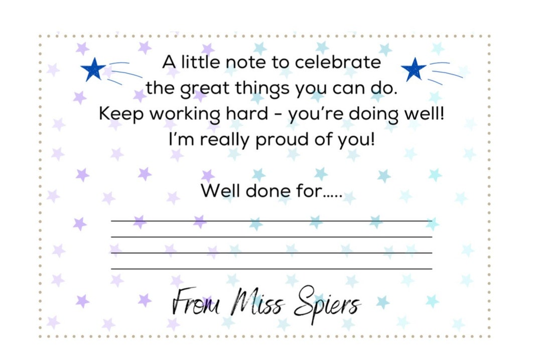 Personalised Printable Encouragement Cards for Pupils - Etsy