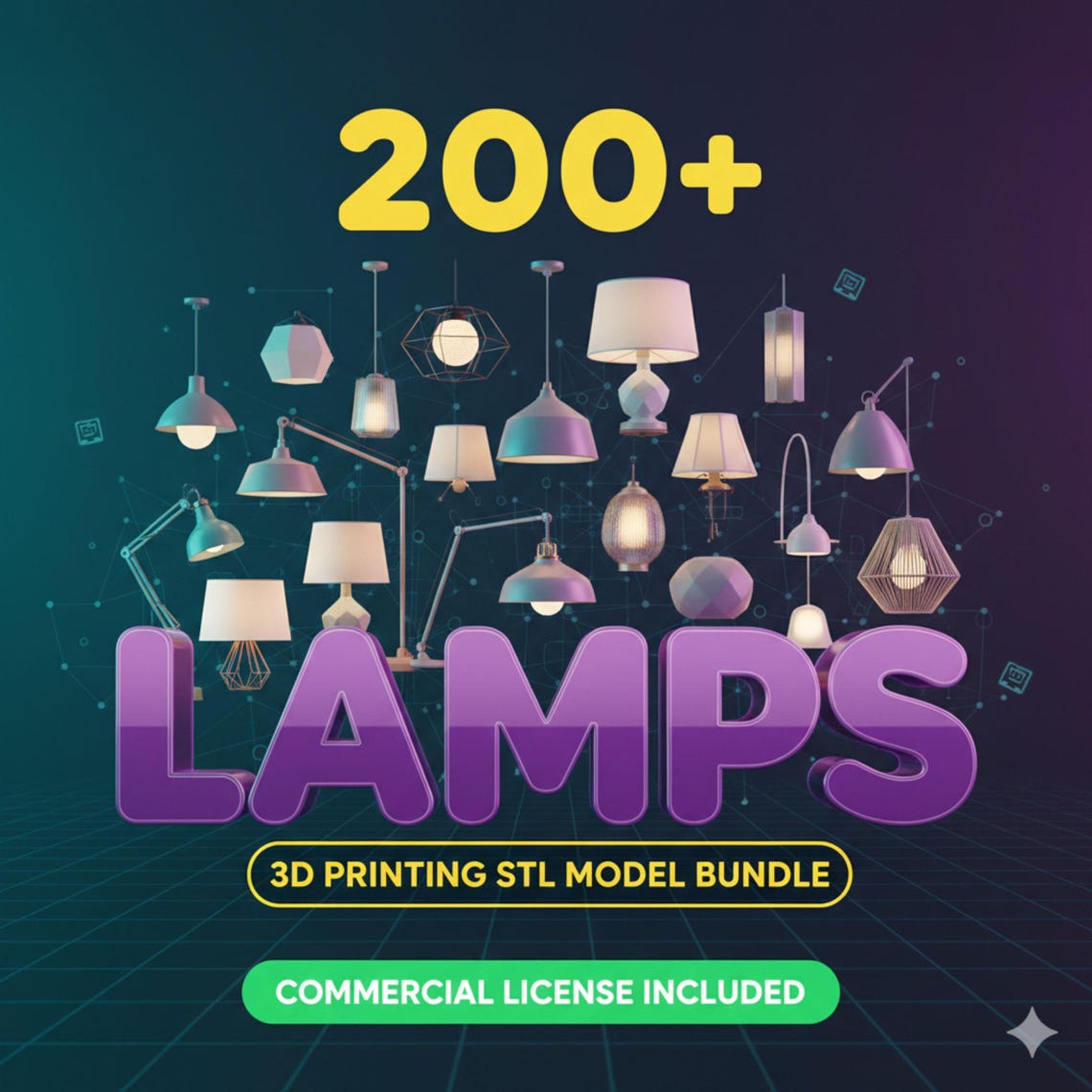 200+ Lamp STL Bundle, 3D Print STL Pack, | DIY 3D Printable Lamps for ...