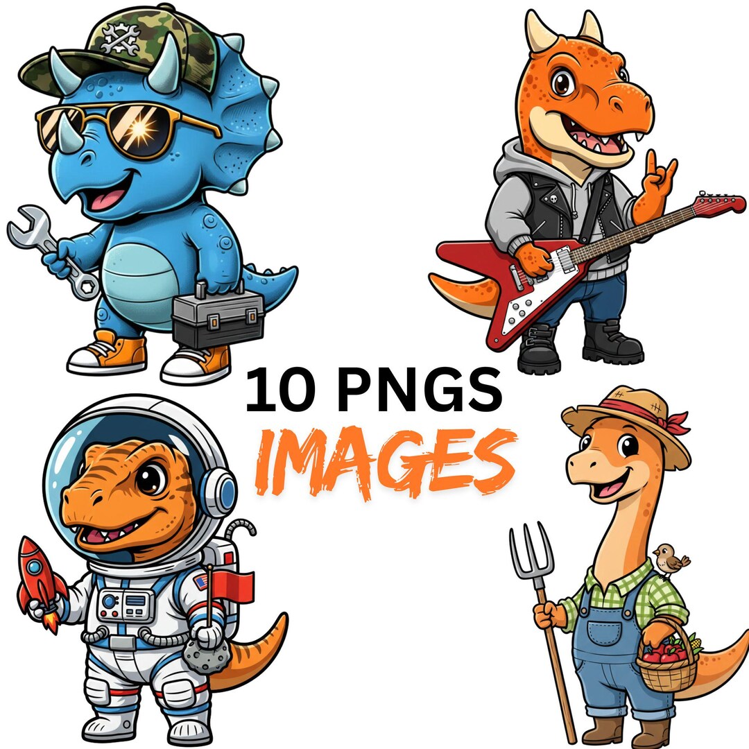Dino Student PNG Bundle School Dinosaur Clipart for Stickers, Teacher ...