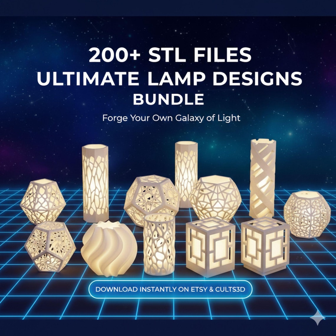 200+ Lamp STL Bundle, 3D Print STL Pack, | DIY 3D Printable Lamps for ...