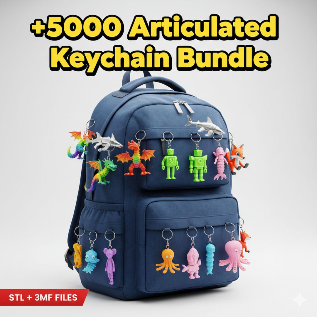 5000+ Articulated Keychain STL.3MF Bundle 3D Printing, Flexi Animals ...