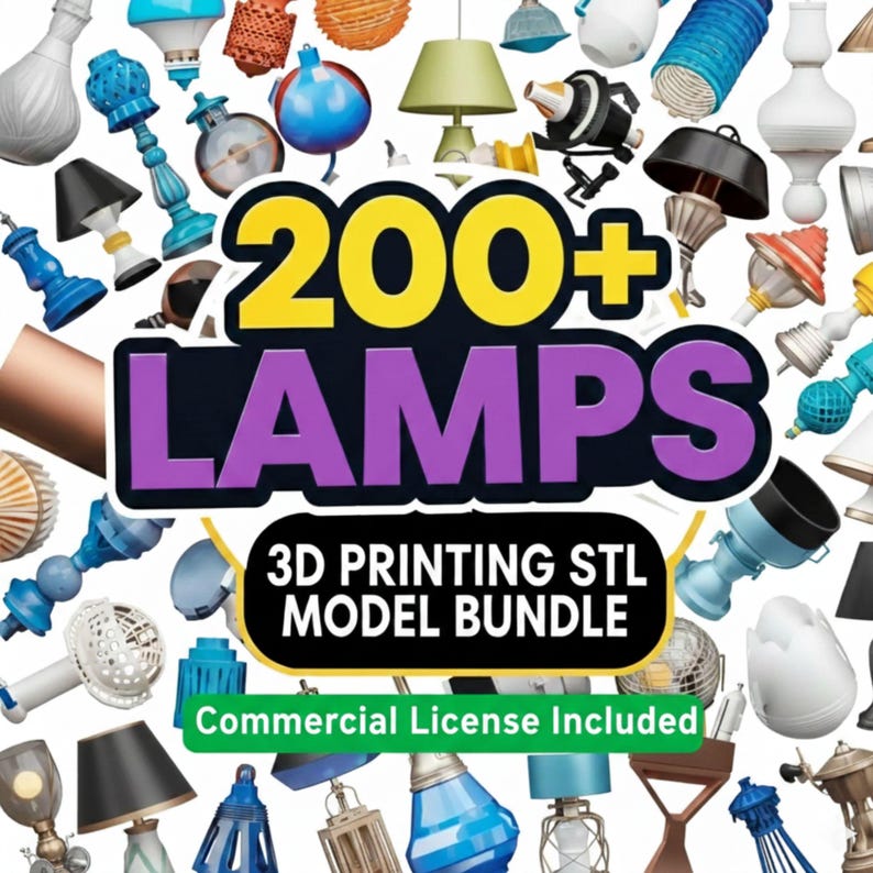 200+ Lamp STL Bundle, 3D Print STL Pack, | DIY 3D Printable Lamps for ...