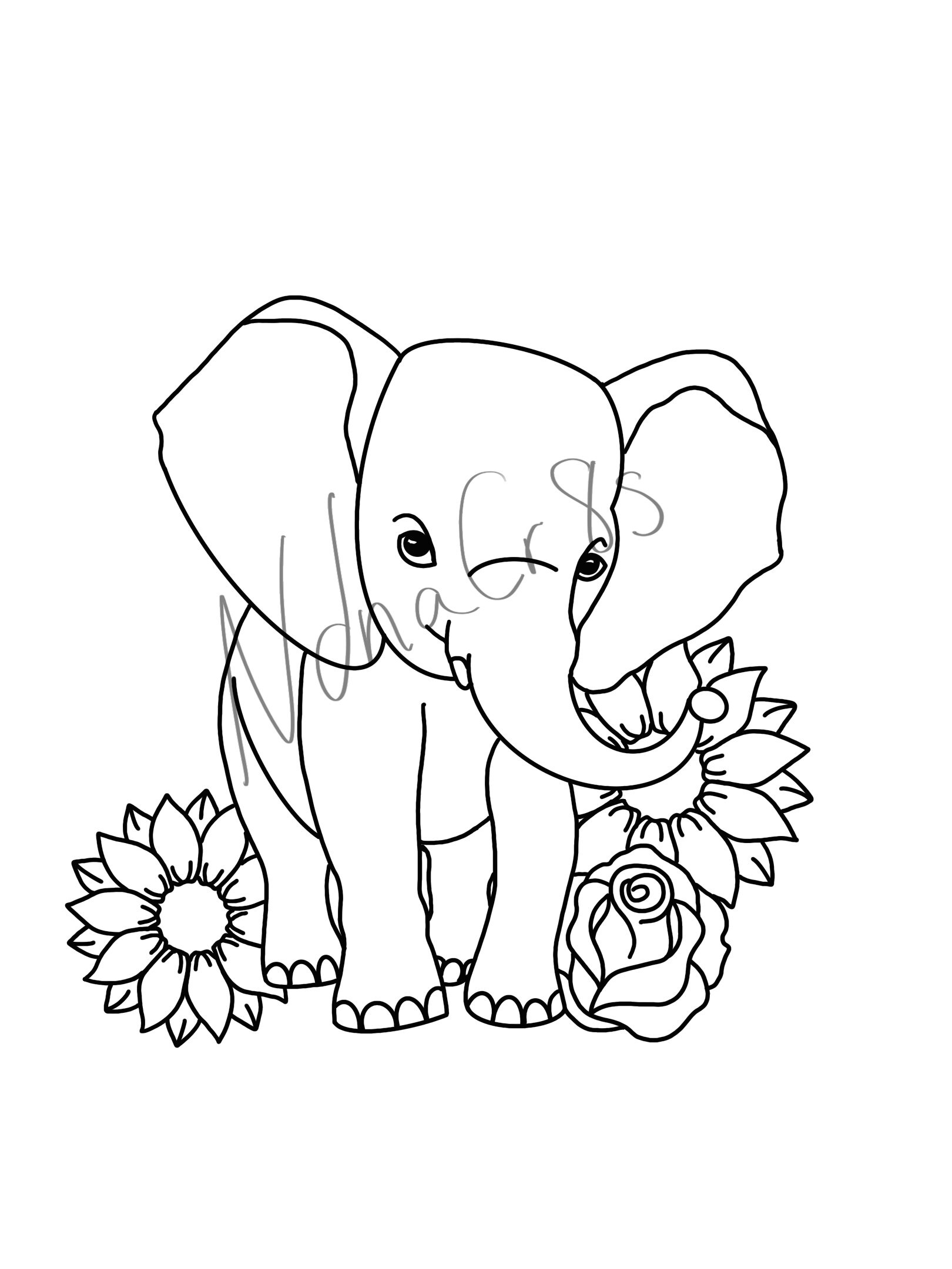 Baby Elephant SVG, PNG, Floral, Sunflower, Elephant SVG, - Etsy