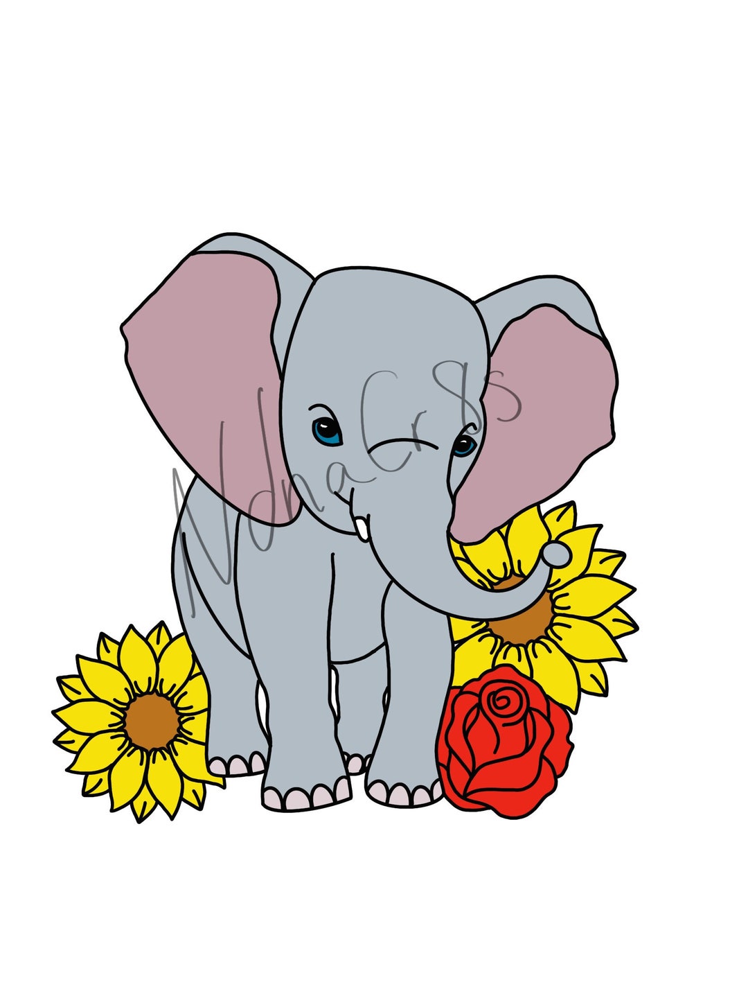 Baby Elephant SVG, PNG, Floral, Sunflower, Elephant SVG, - Etsy