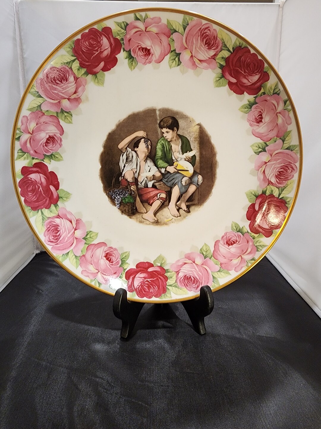 ANTIQUE PORTRAIT PLATE With Roses Bavaria - Etsy