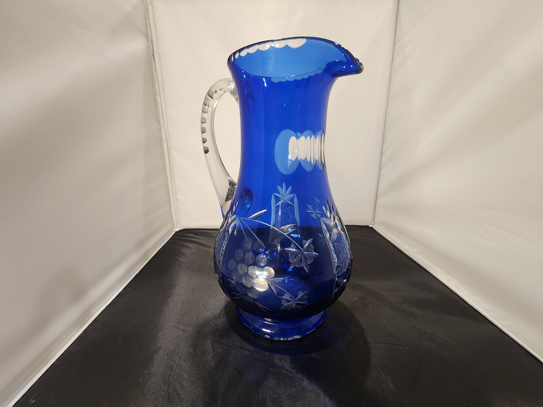 Vintage Bayel France Art Glass Cobalt Blue Pitcher - Etsy