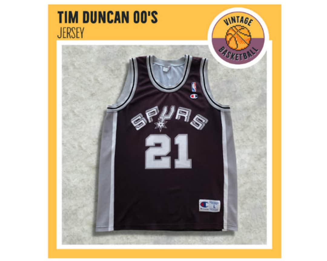 Vintage Champion Tim Duncan Grey San Antonio Spurs NBA Basketball ...