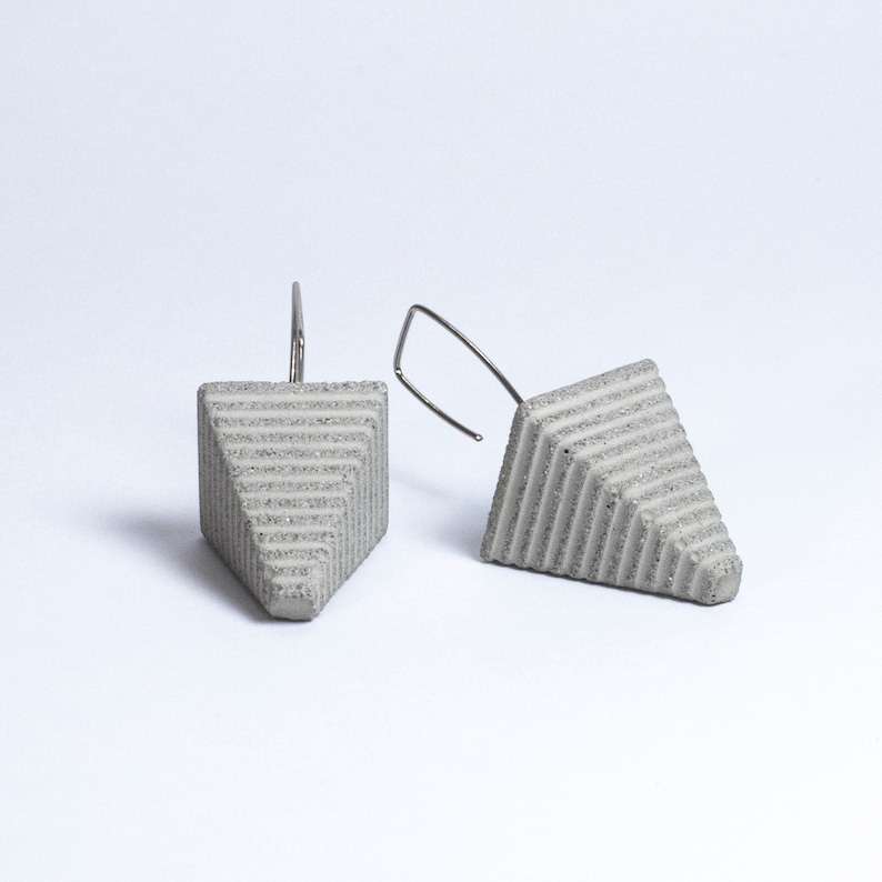 Concrete Pyramid, Concrete Earring, Cement Jewerly, Modern Dangle ...