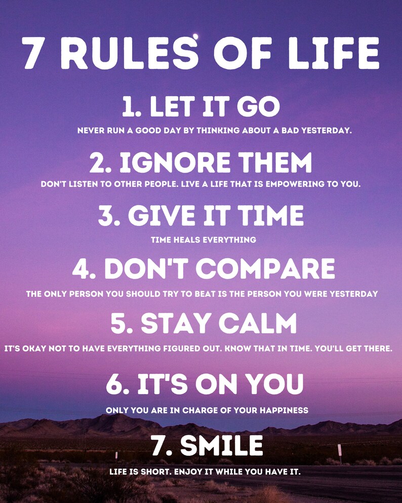 7 RULES OF LIFE - Etsy