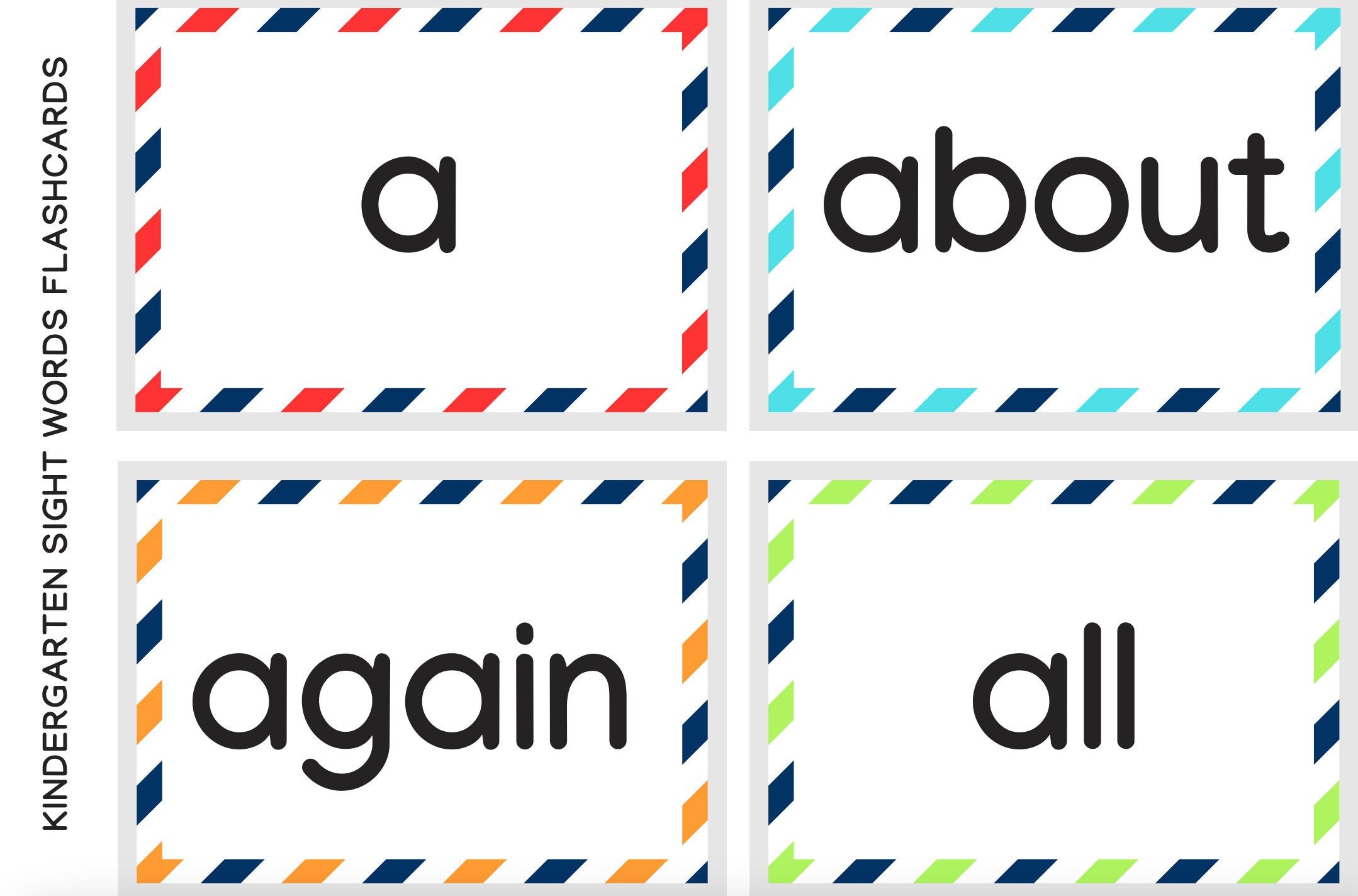 Kindergarten Sight Words Flashcards Printable - Etsy