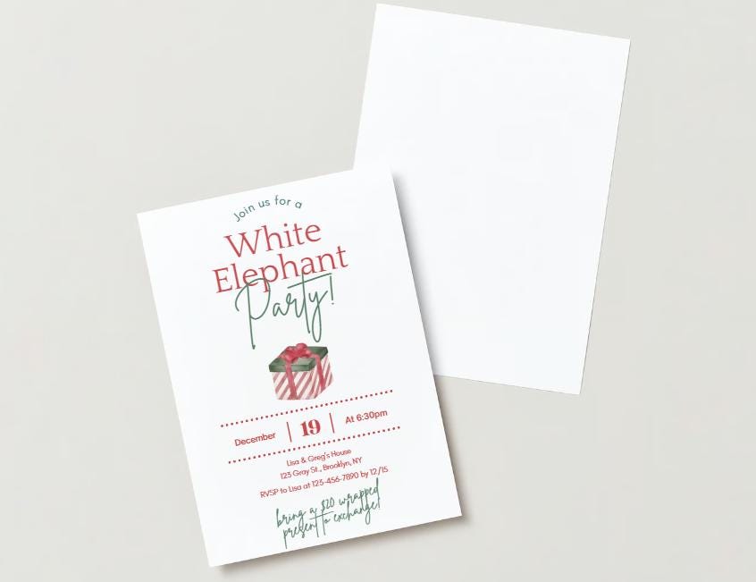 White Elephant Party Invitation Digital - Red and Green Theme ...
