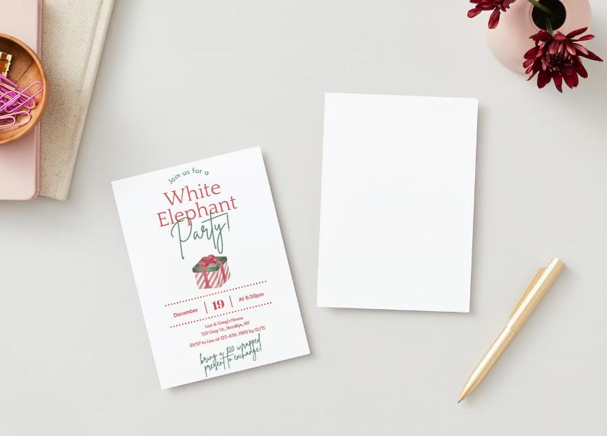 White Elephant Party Invitation Digital - Red and Green Theme ...