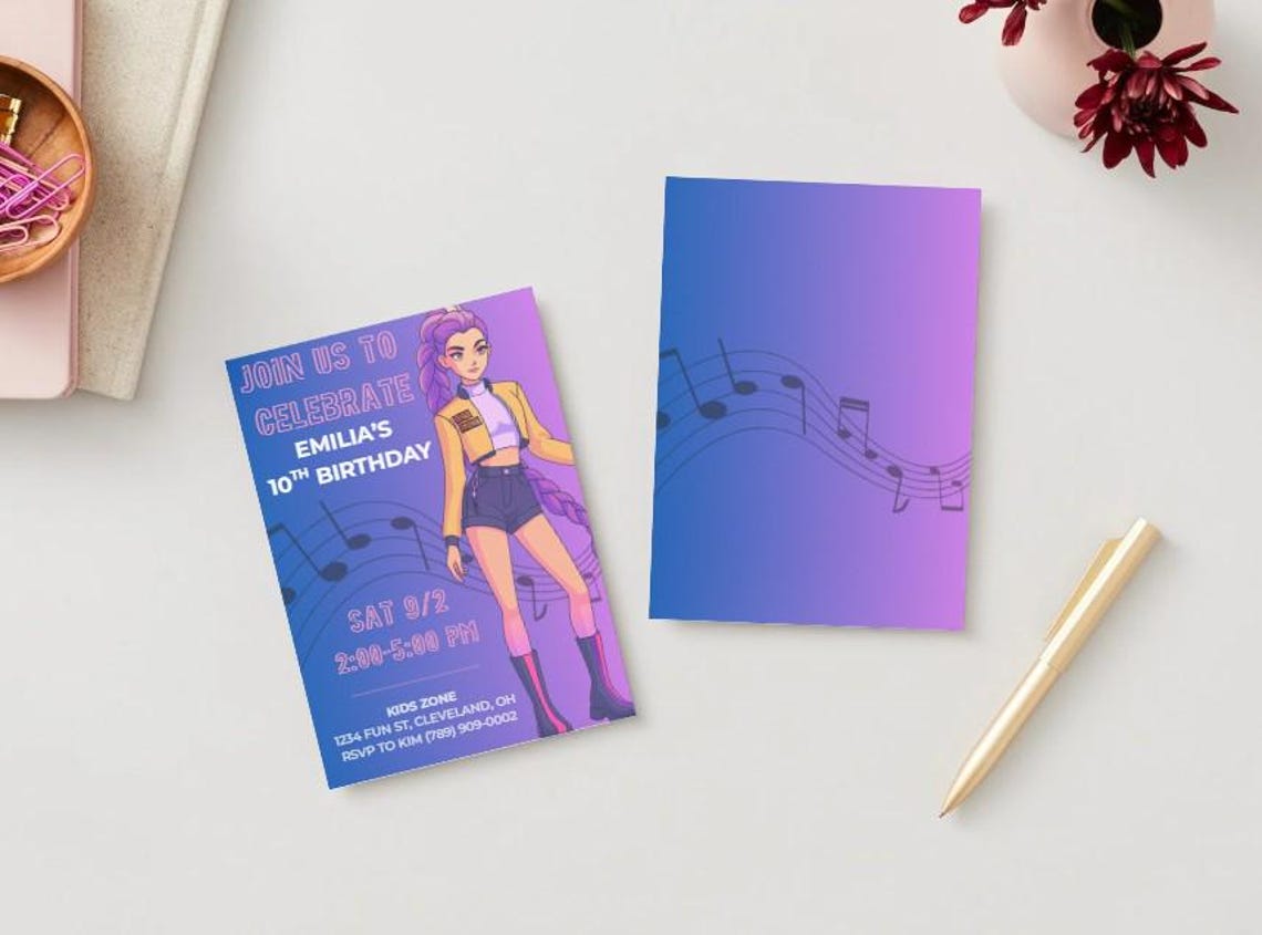 Rumi Theme - Kpop Demon Hunters Birthday Party Invite Digital - Etsy