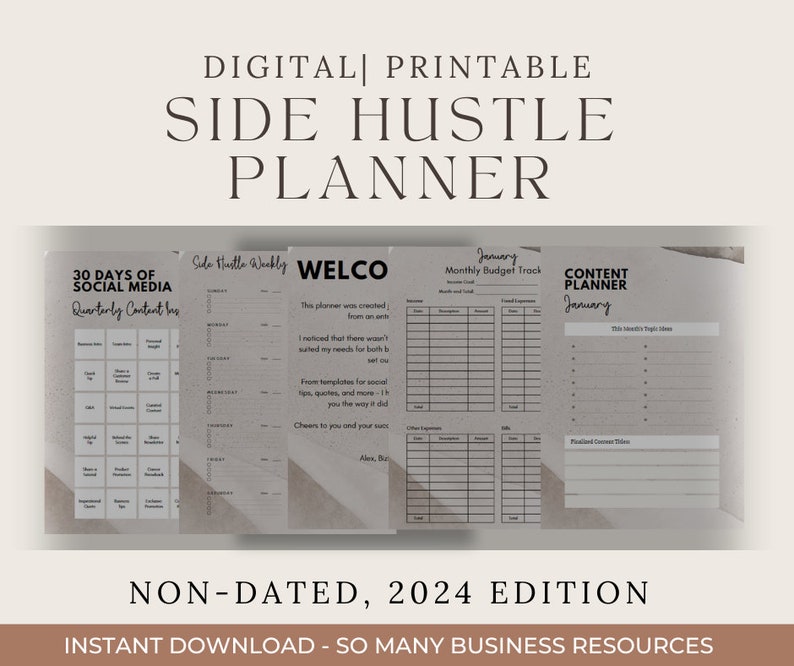 2024 Digital or Printable Side Hustle Planner - Etsy