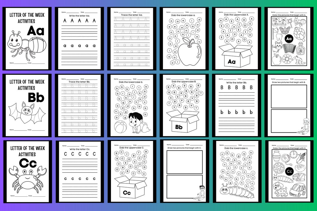 Alphabet Activity Pages Letter Kindergarten Worksheets for Kids - Etsy