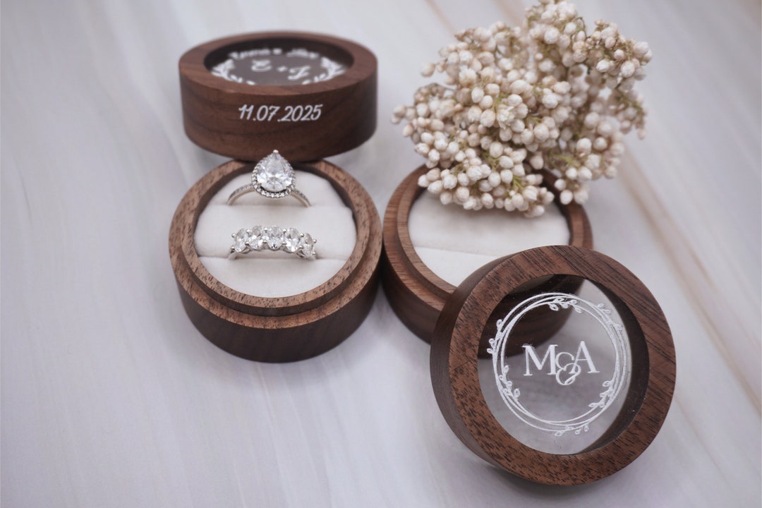 Custom Ring Box, Personalized Engagement Ring Box, Double Ring Box ...