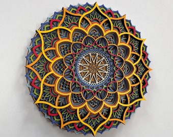 Wood Mandala, Wood Carving Wall Art, Multilayer Decor, Home Decor ...