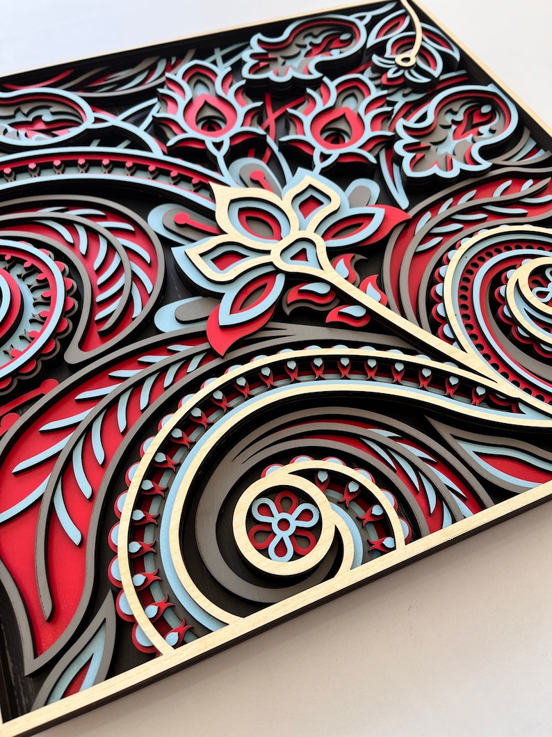 Leaves Wood Wall Art Flower Wood Mandala Multilayer Decor - Etsy