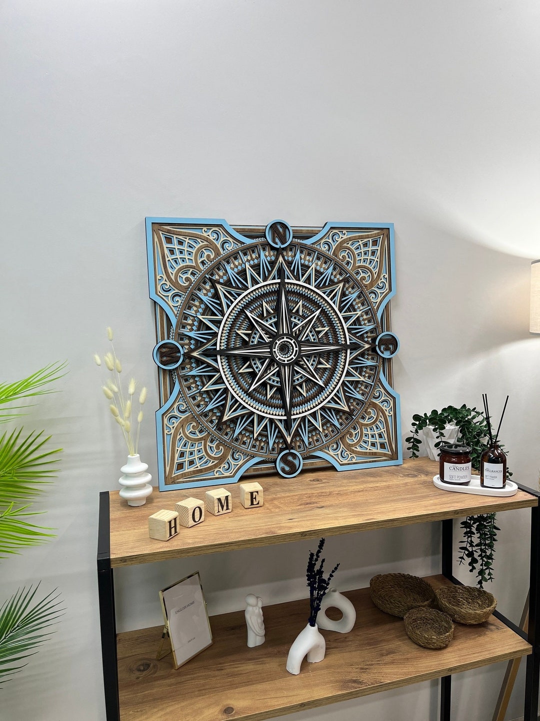 Wood Mandala, Compass Wood Wall Art, Multilayer Decor, Home Decor ...