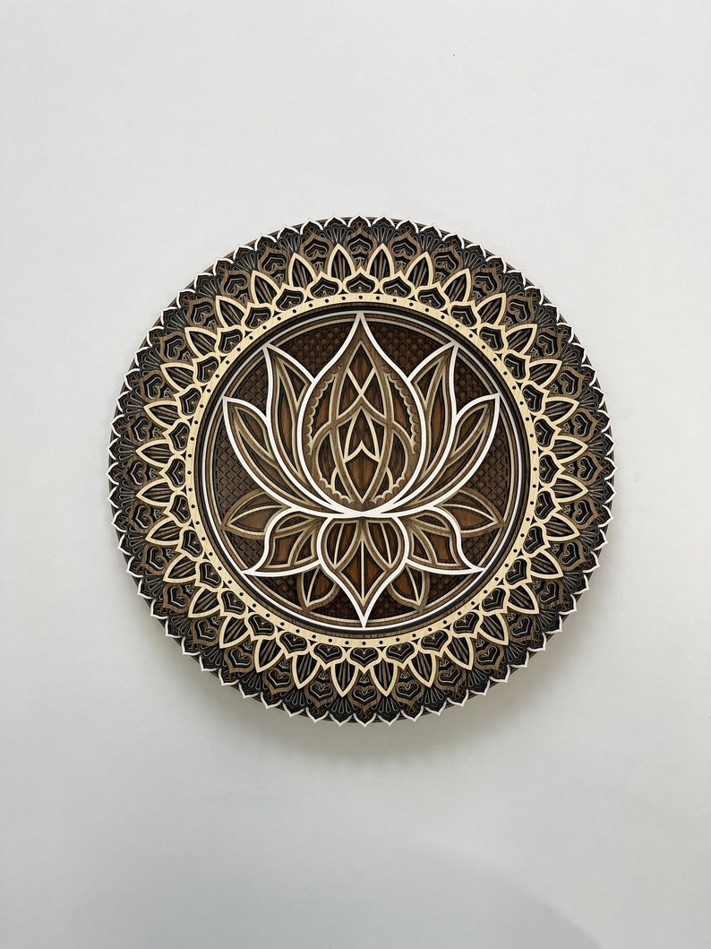 Lotus Flower Mandala Wood Wall Art: Modern Home Decor - Etsy