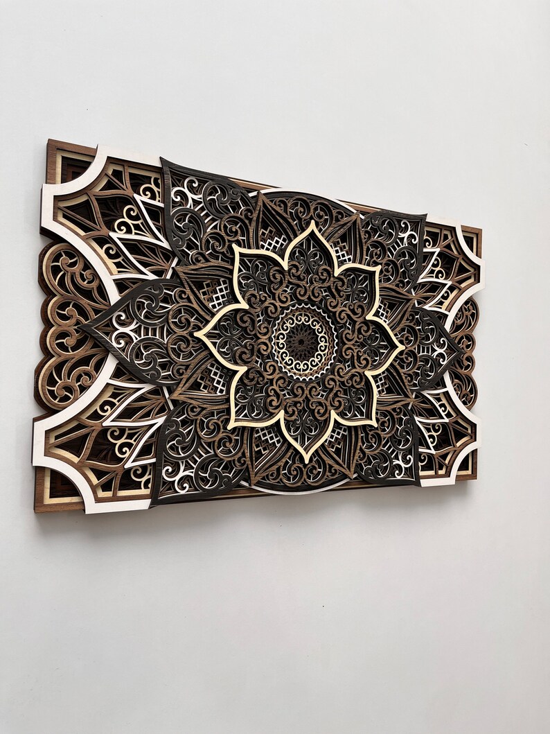 Wood Mandala Wood Carving Wall Art Multilayer Decor Home - Etsy