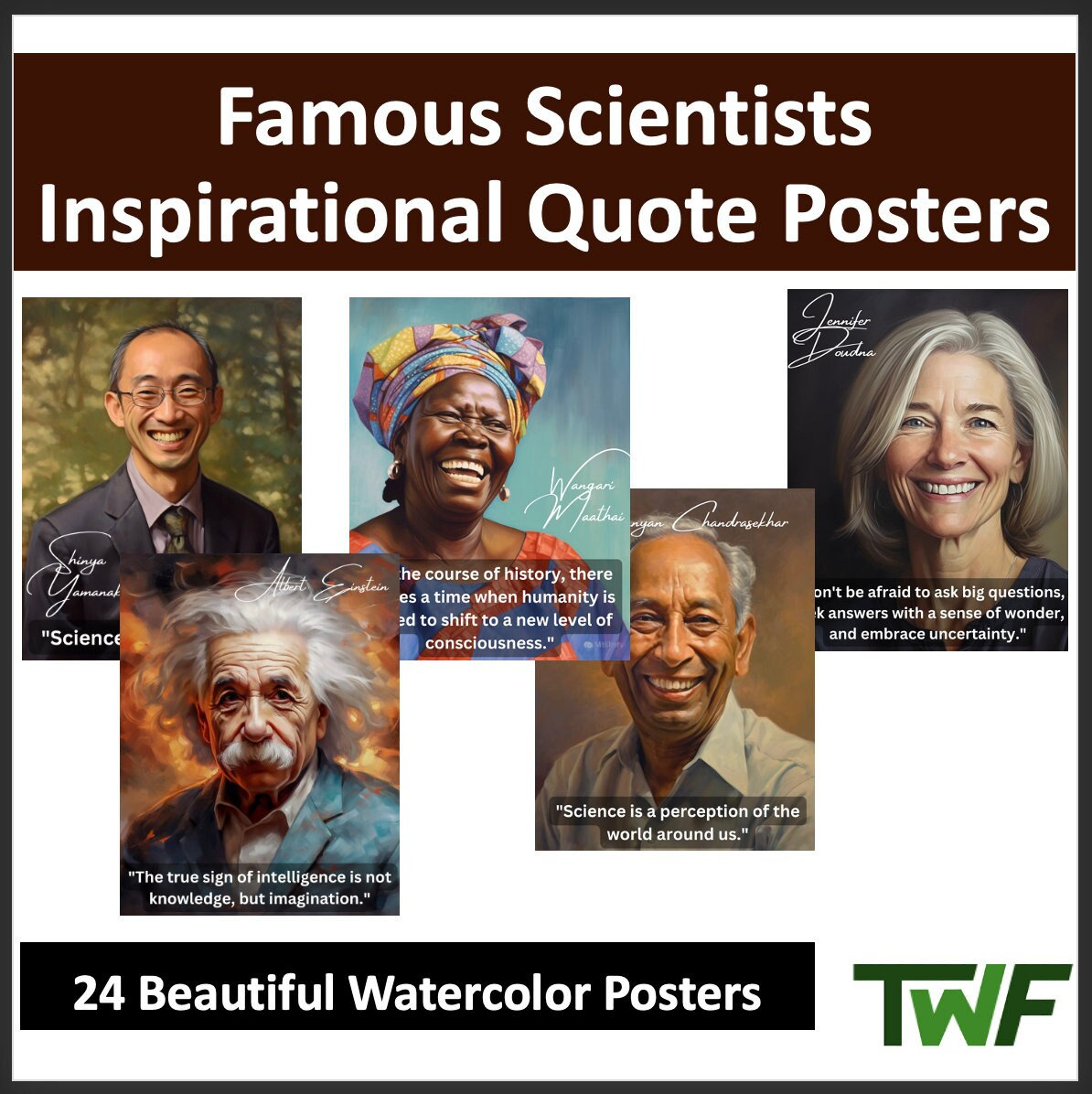 Famous Scientist Inspirational Quote Posters - 24 Beautiful Watercolor ...