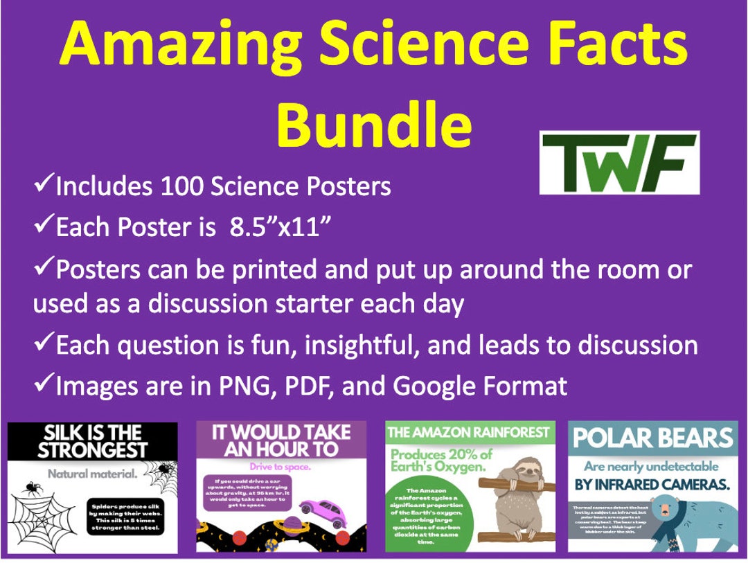 100 Amazing Science Facts Bundle - Classroom Posters and Class Starters ...