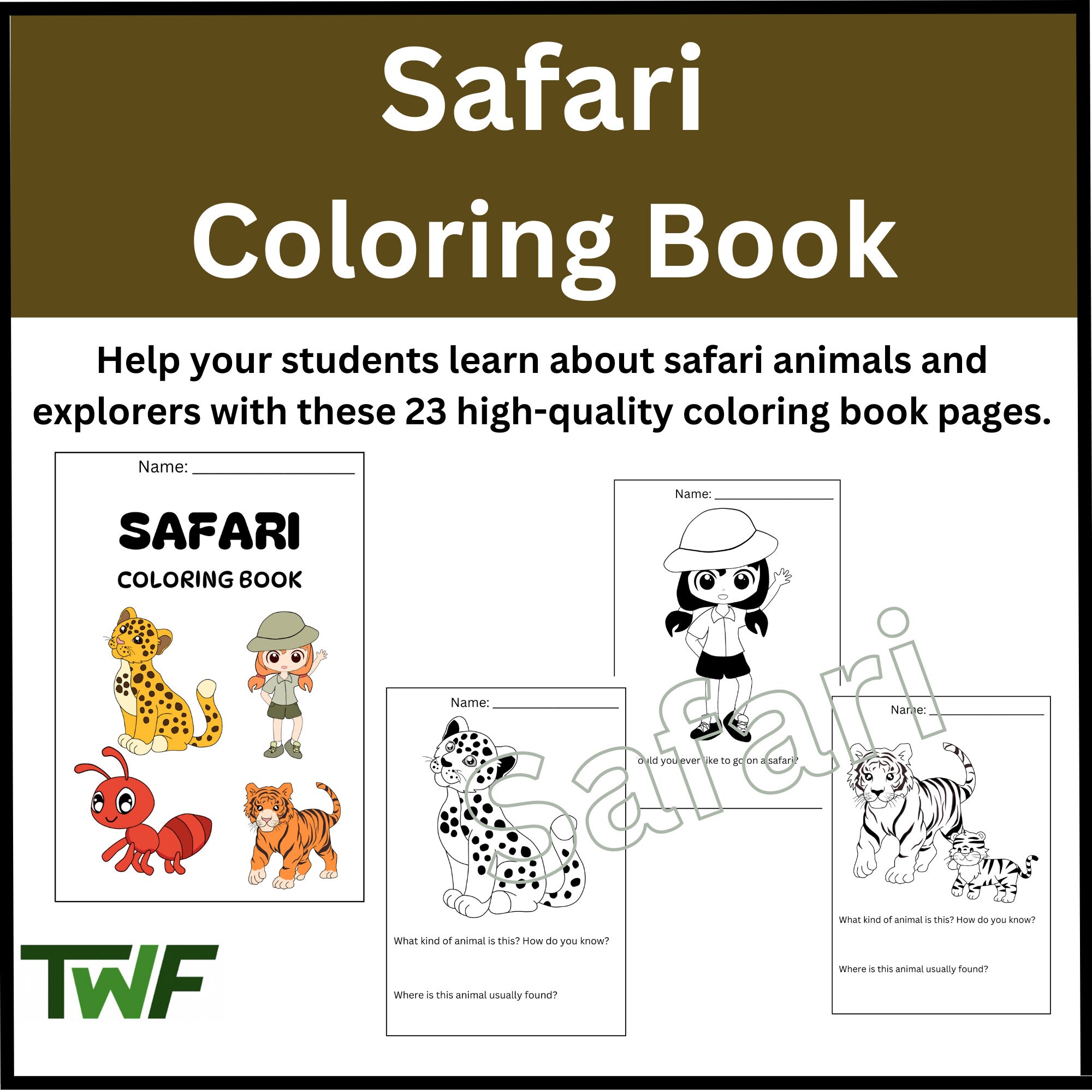 Safari Coloring Book Perfect for Kids Learning About Safaris & Safari ...