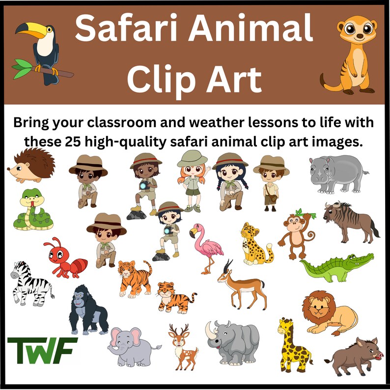 Safari and Safari Animal Clip Art Science Clip Art - Etsy