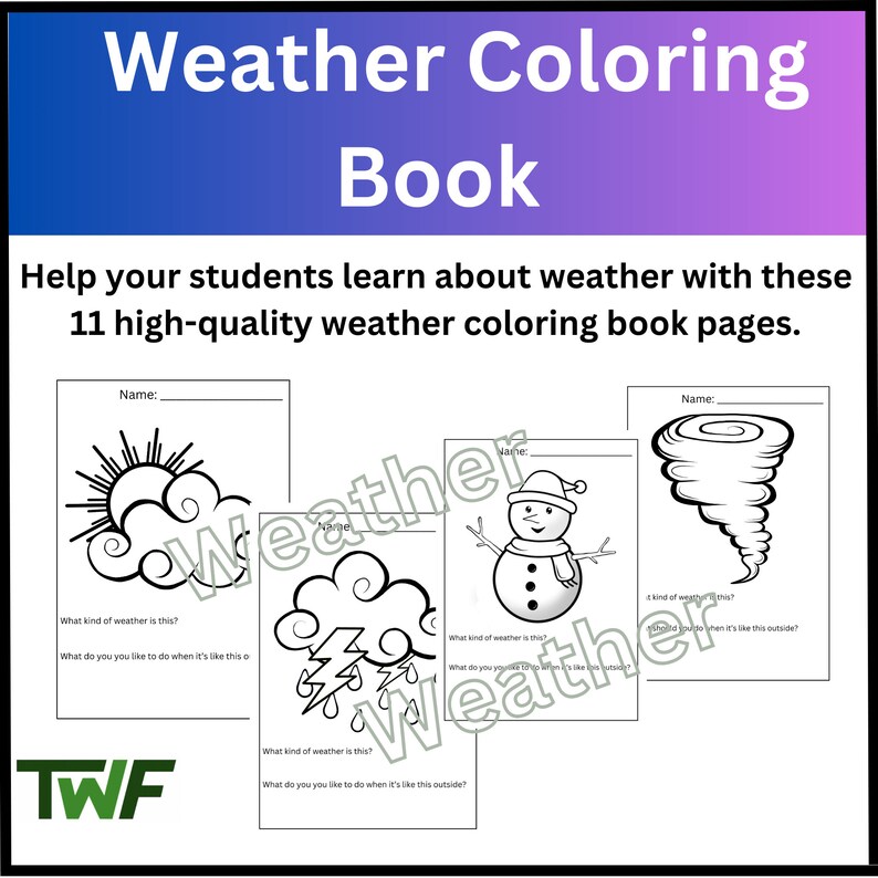 Weather Coloring Book Perfect for Kids Learning About Weather - Etsy Canada
