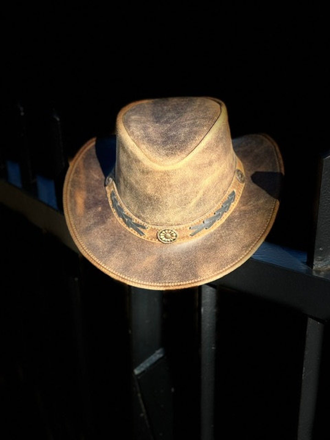 Western Style Cowboy Hat Real Leather Hat for Men - Etsy