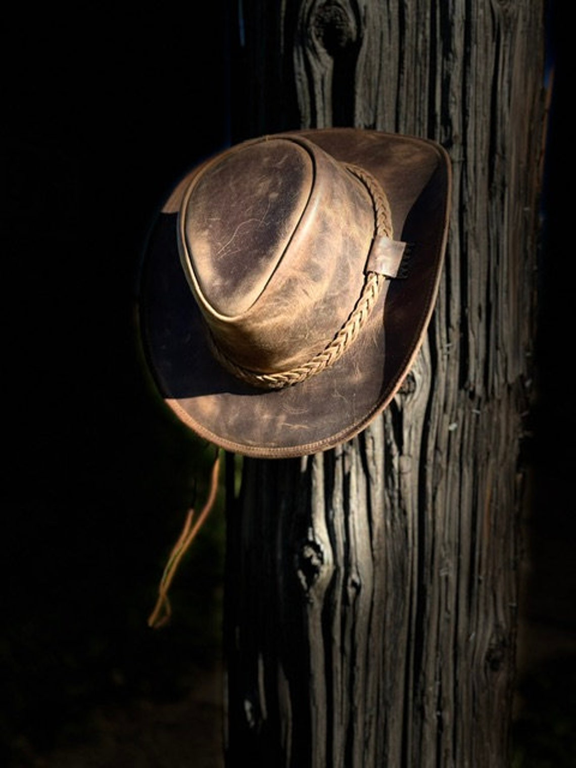 Outback Genuine Leather Hat Western Cowboy Style Cow Girl Hat Real ...