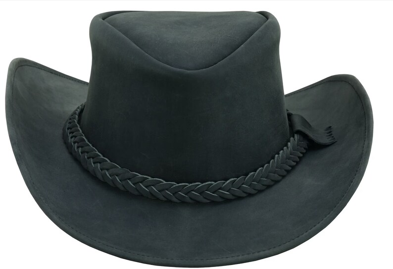 Outback Genuine Leather Hat Western Cowboy Style Cow Girl Hat Real ...
