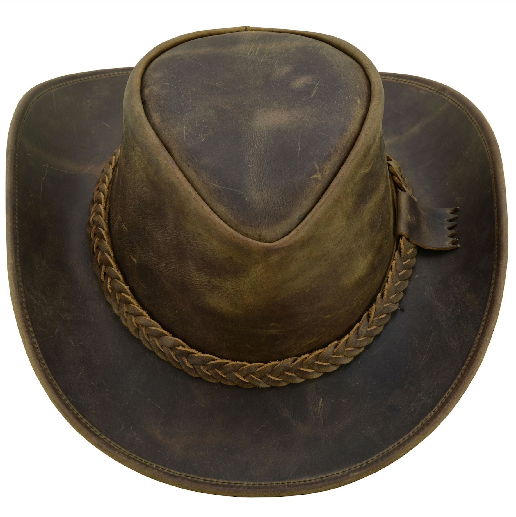 Outback Genuine Leather Hat Western Cowboy Style Cow Girl Hat Real ...