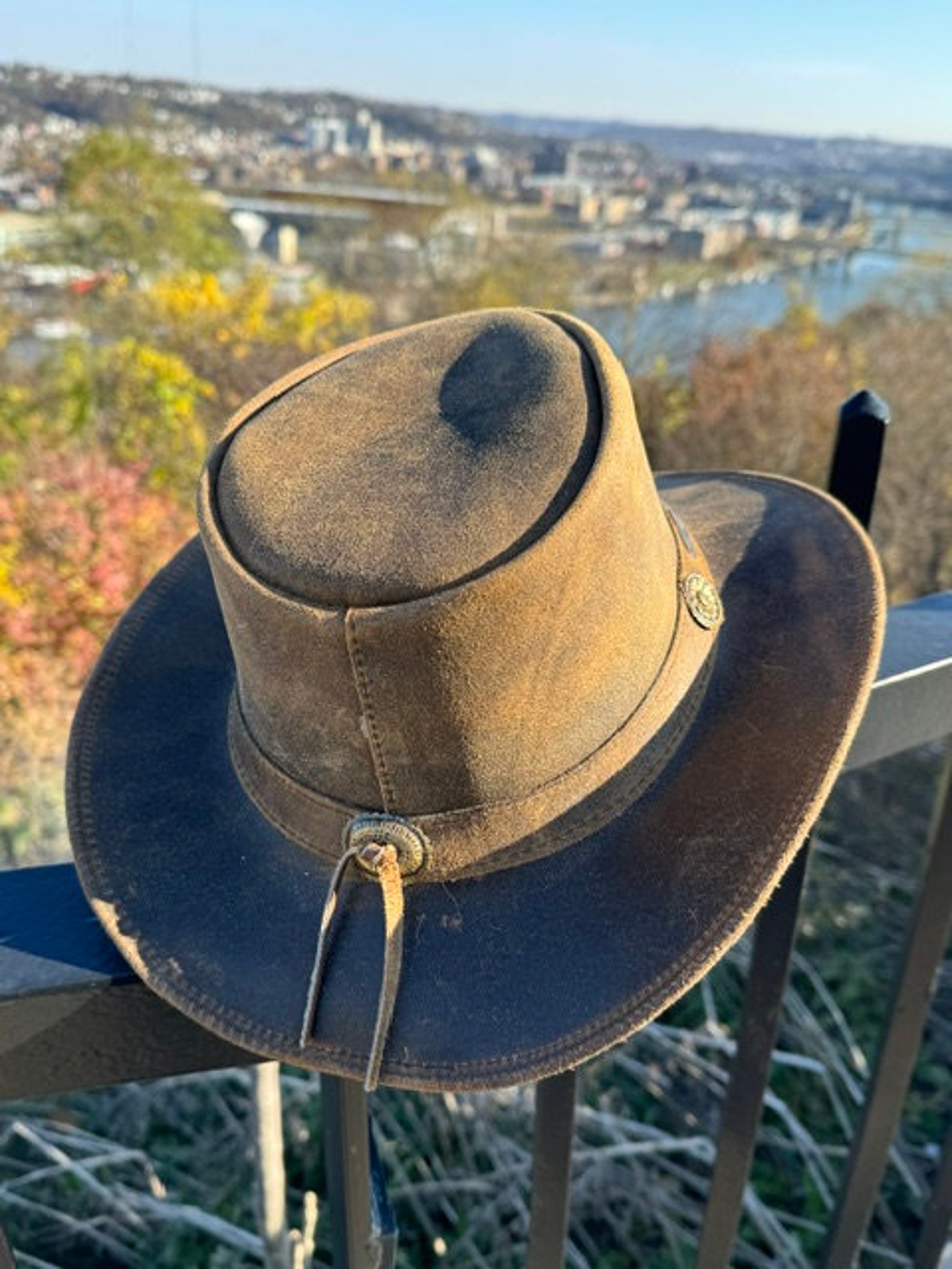 Western Style Cowboy Hat Real Leather Hat for Men - Etsy