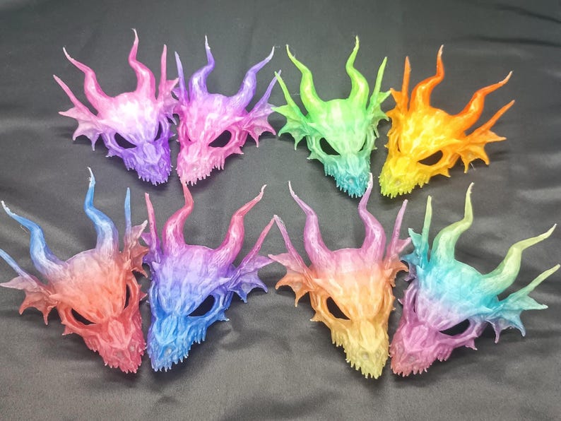 Rainbow Dragon Skull Hair Pin | 3D Printed Fantasy Hair Accessory ...