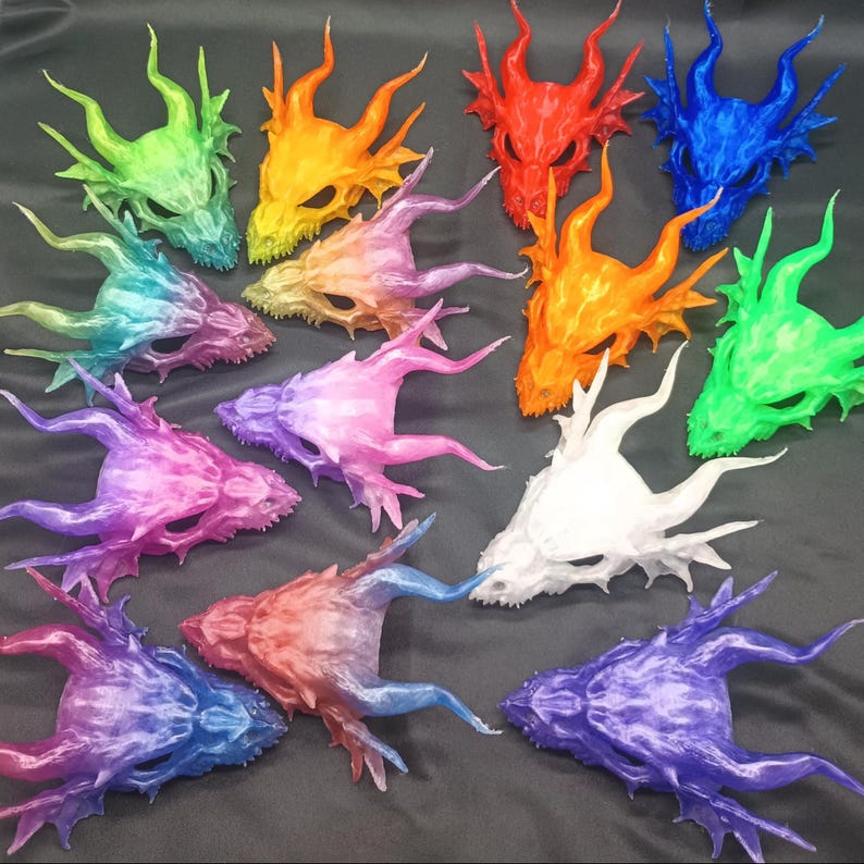 Rainbow Dragon Skull Hair Pin | 3D Printed Fantasy Hair Accessory ...