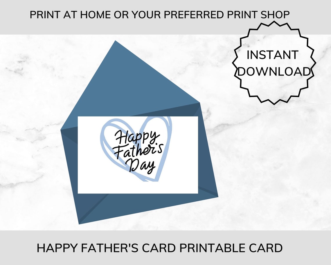Happy Father's Day Printable Card Instant Download PDF - Etsy
